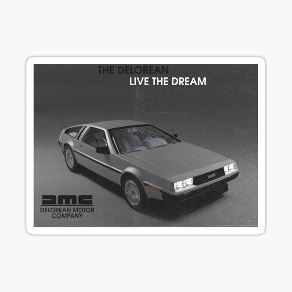 "80s DeLorean advertisement " Sticker for Sale by SnackDubbbz | Redbubble