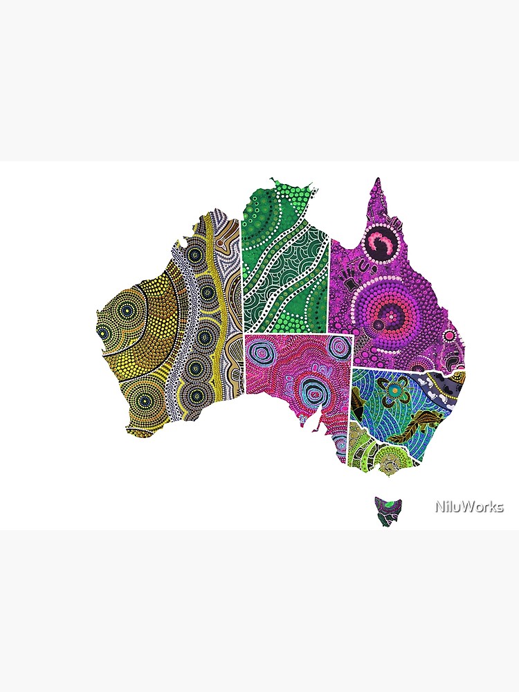 "Australian state map with aboriginal art" Art Print for Sale by ...