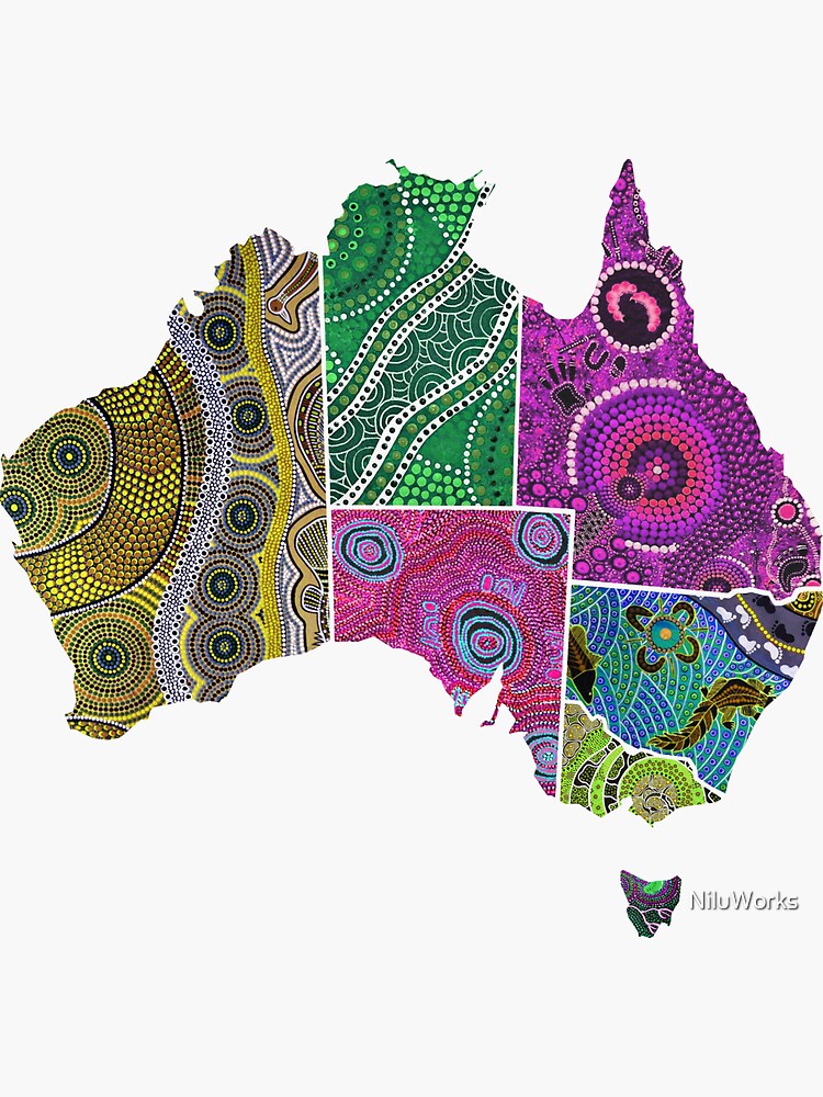 "Australian state map with aboriginal art" Sticker for Sale by ...