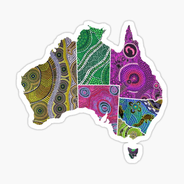 "Australian state map with aboriginal art" Sticker for Sale by ...