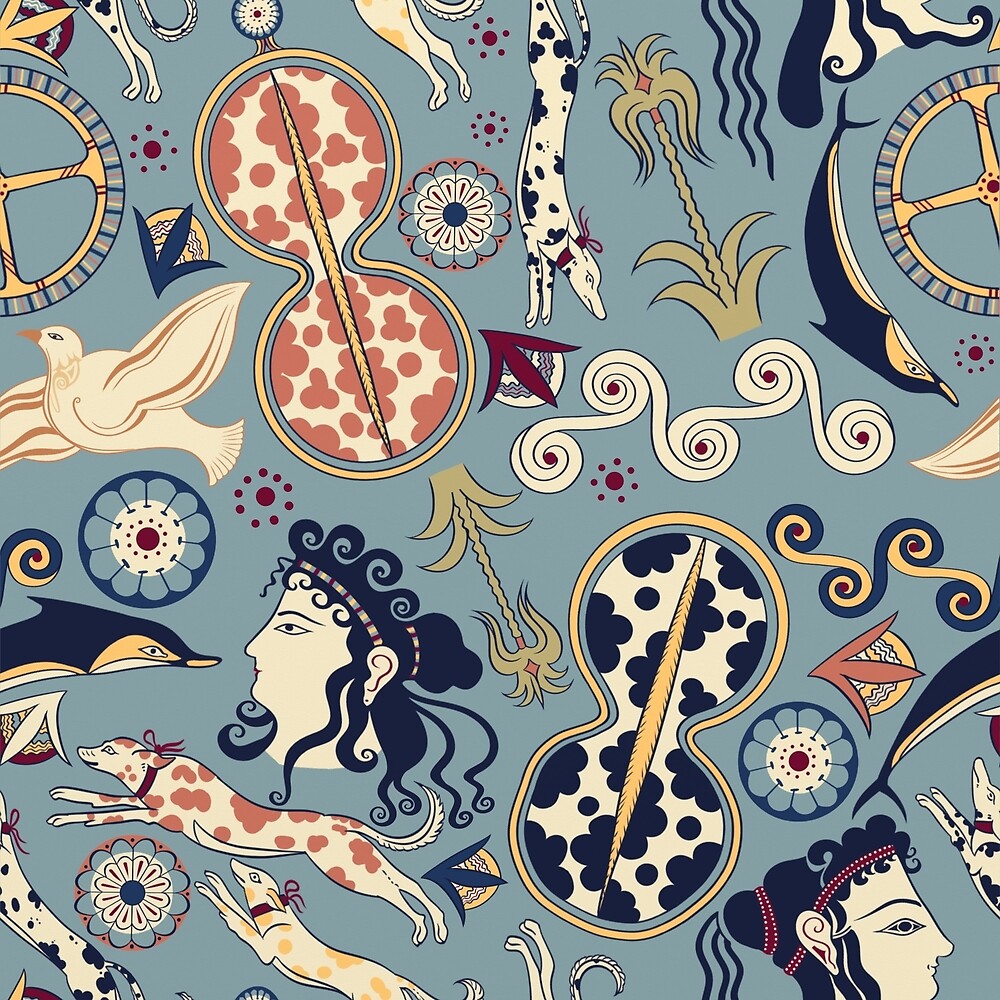 "Mycenaean Fresco Motifs Pattern" by AlexanderPetela | Redbubble
