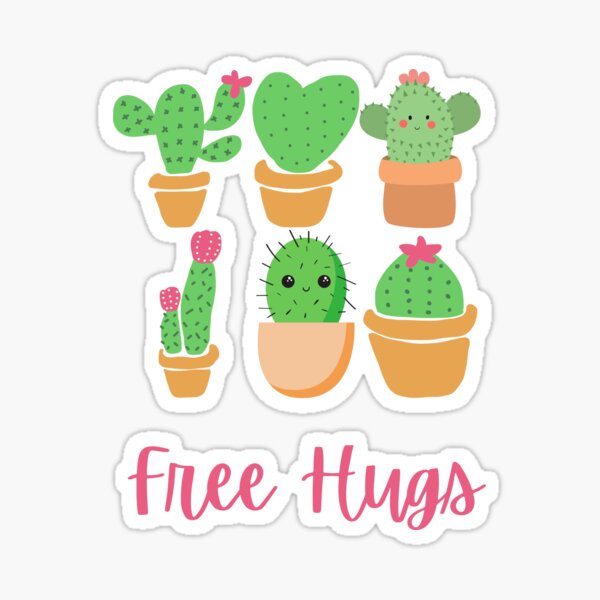 "CACTUS "FREE HUGS" COLLECTION" Sticker for Sale by yourstruly21 ...
