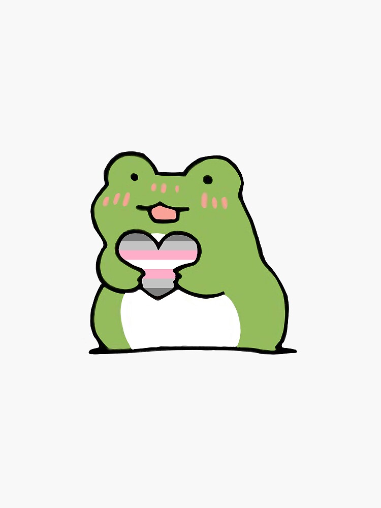 "a green frog with a demigirl flag " Sticker for Sale by Leloely ...