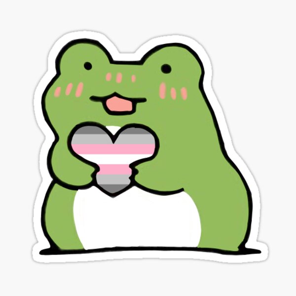 "a green frog with a demigirl flag " Sticker for Sale by Leloely ...