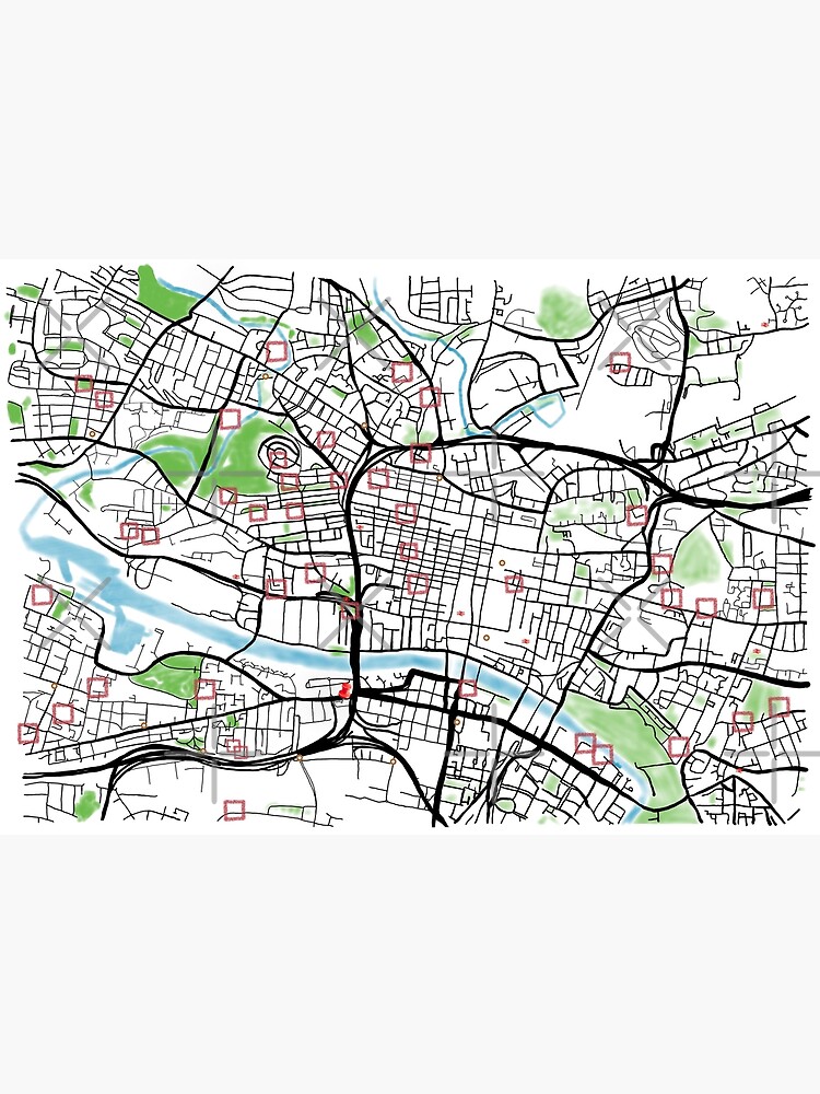 "Map of Glasgow (Illustration / Hand Drawing)" Art Print by Mrs1pt ...