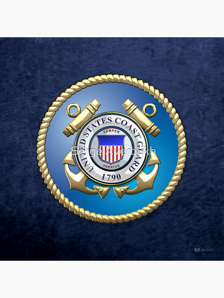 "U.S. Coast Guard - USCG Emblem 3D on Blue Velvet" Photographic Print ...