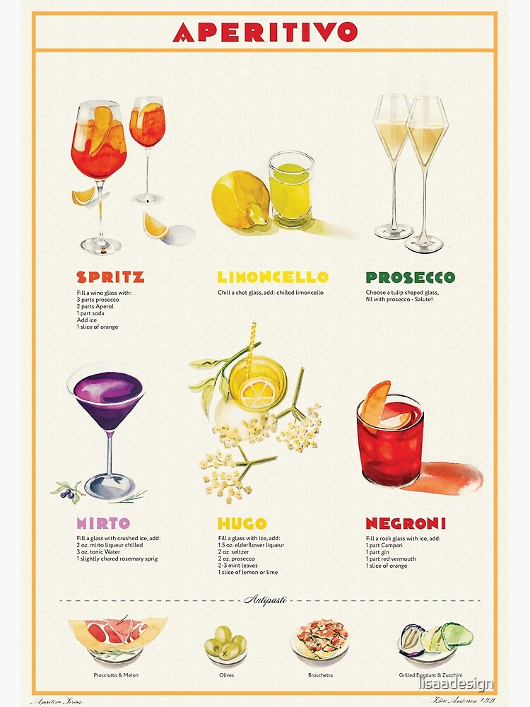 "Aperitivo Recipe Art" Poster by lisaadesign | Redbubble
