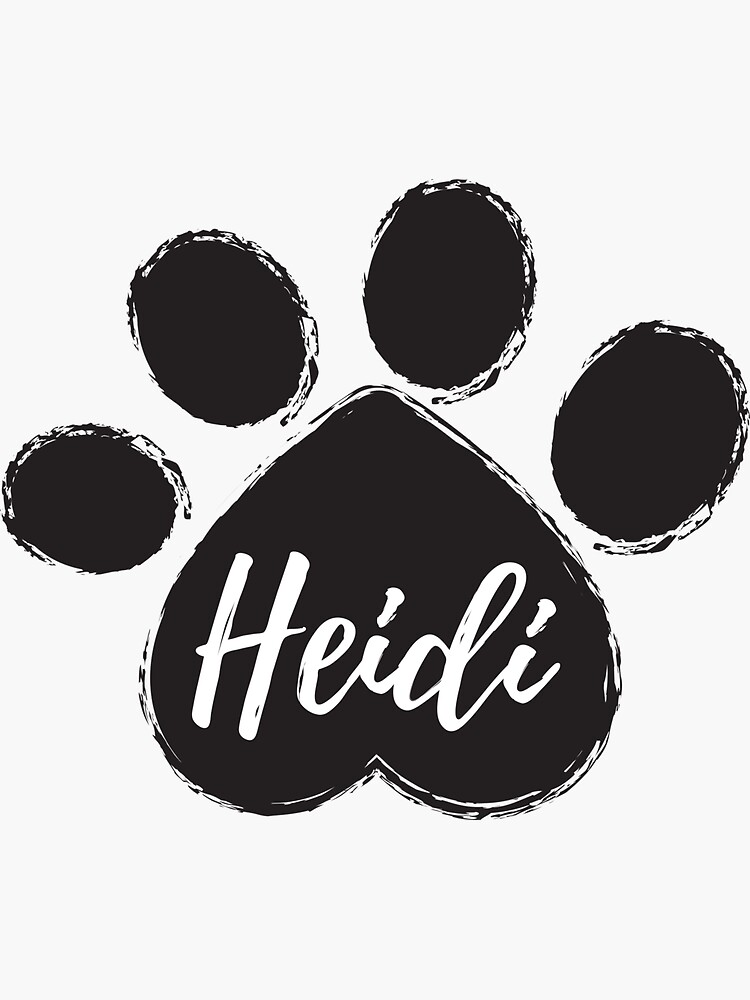 "Heidi Dog Pet Name In Paw " Sticker for Sale by PrettyArtwork | Redbubble