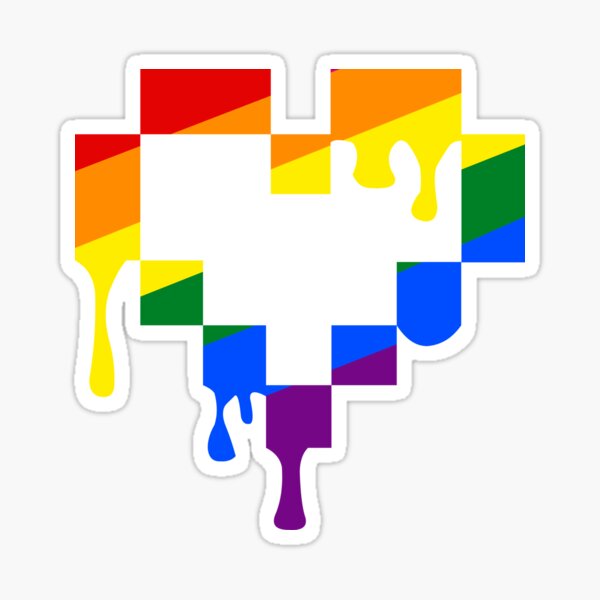 Bleeding Pixel Heart Gay Lesbian Pride Sticker For Sale By Ljaiii