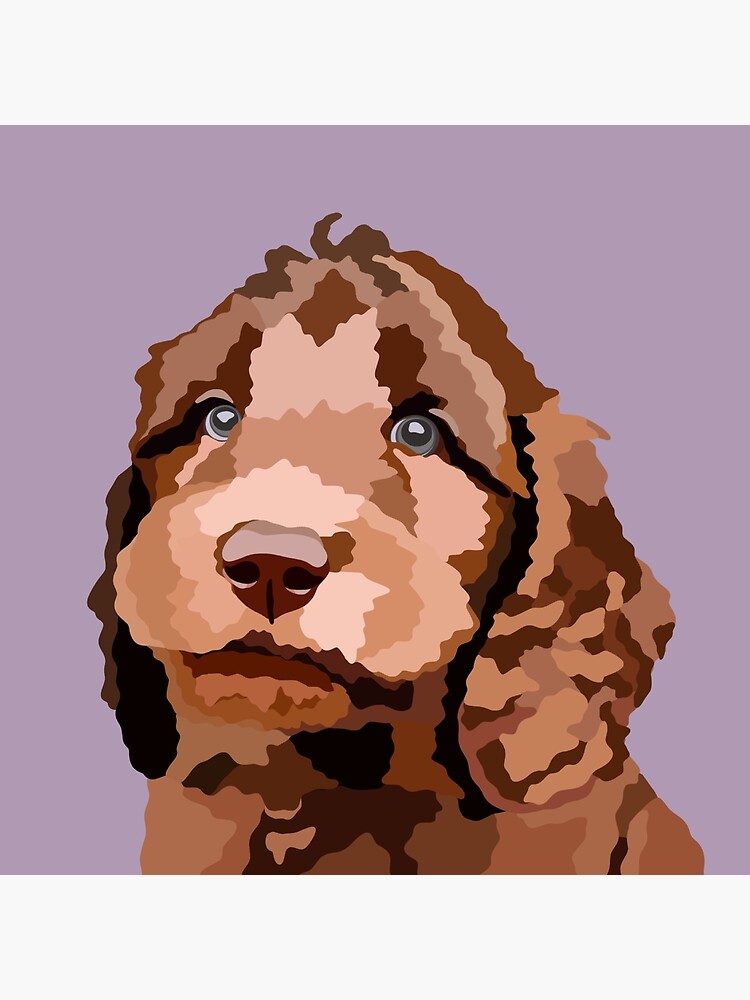 "Australian Labradoodle Face Puppy Dog Portrait Digital Illustration ...