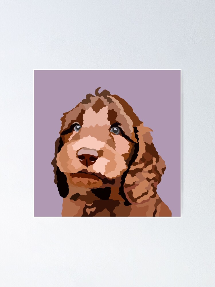 "Australian Labradoodle Face Puppy Dog Portrait Digital Illustration ...
