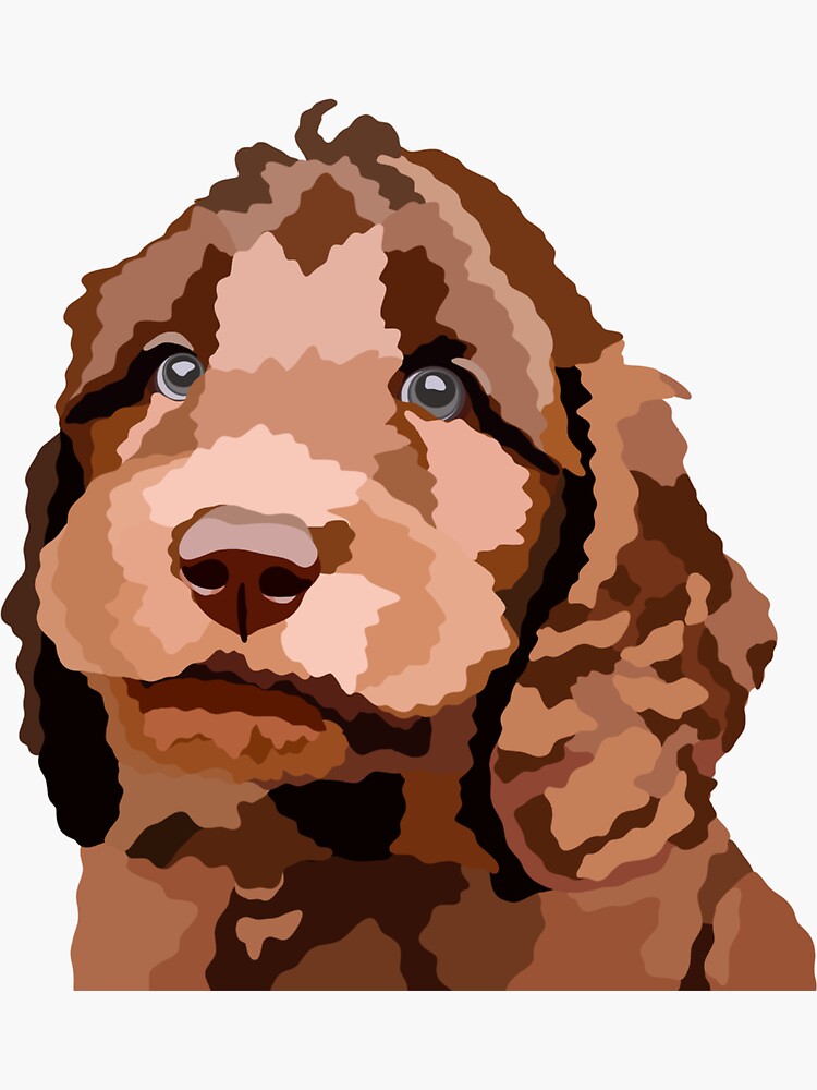 "Australian Labradoodle Face Puppy Dog Portrait Digital Illustration ...