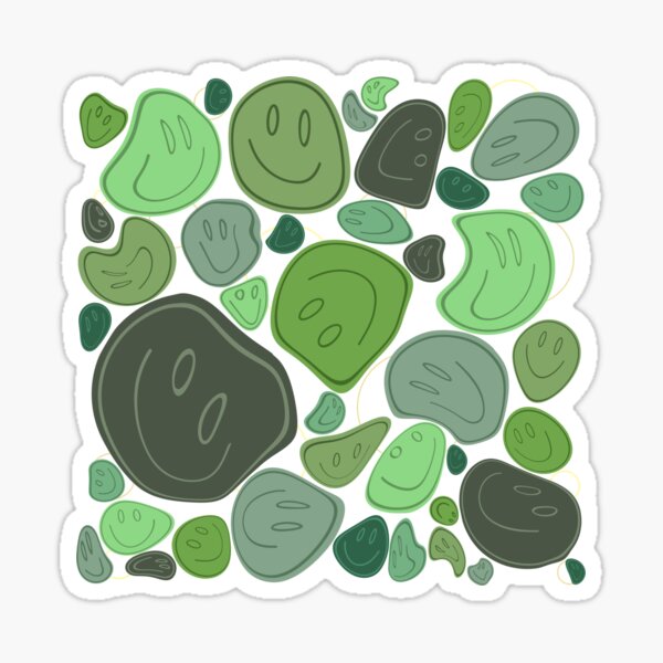 "Green smiley face" Sticker for Sale by marynell | Redbubble