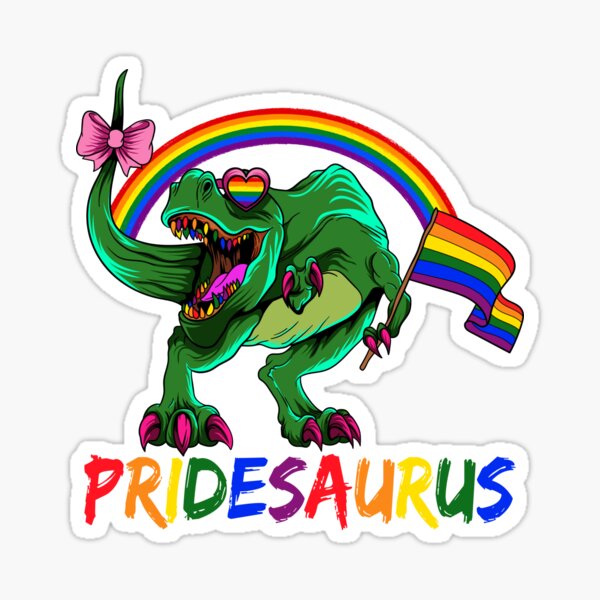 "Pridesaurus Pride Gay T-Rex Dino Rainbow" Sticker for Sale by DaMarco ...