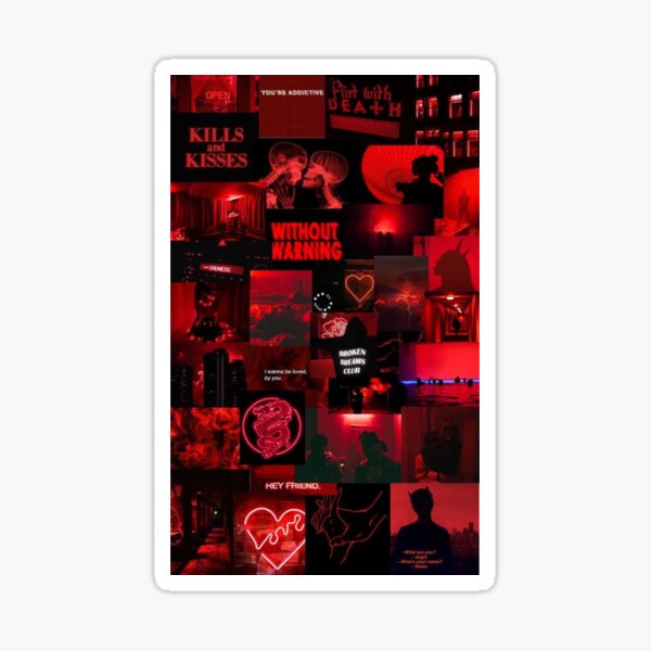 "red aesthetic collage" Sticker for Sale by celestivl | Redbubble