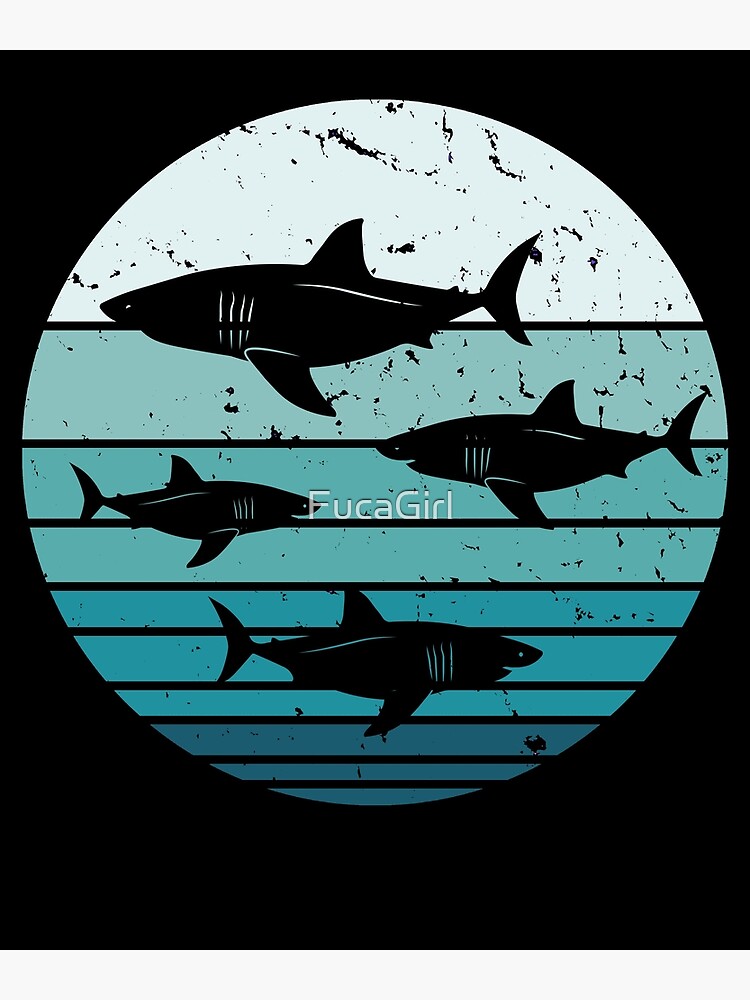 Lámina fotográfica «Ropa de tiburón retro de los años 80 Tiburones de ...