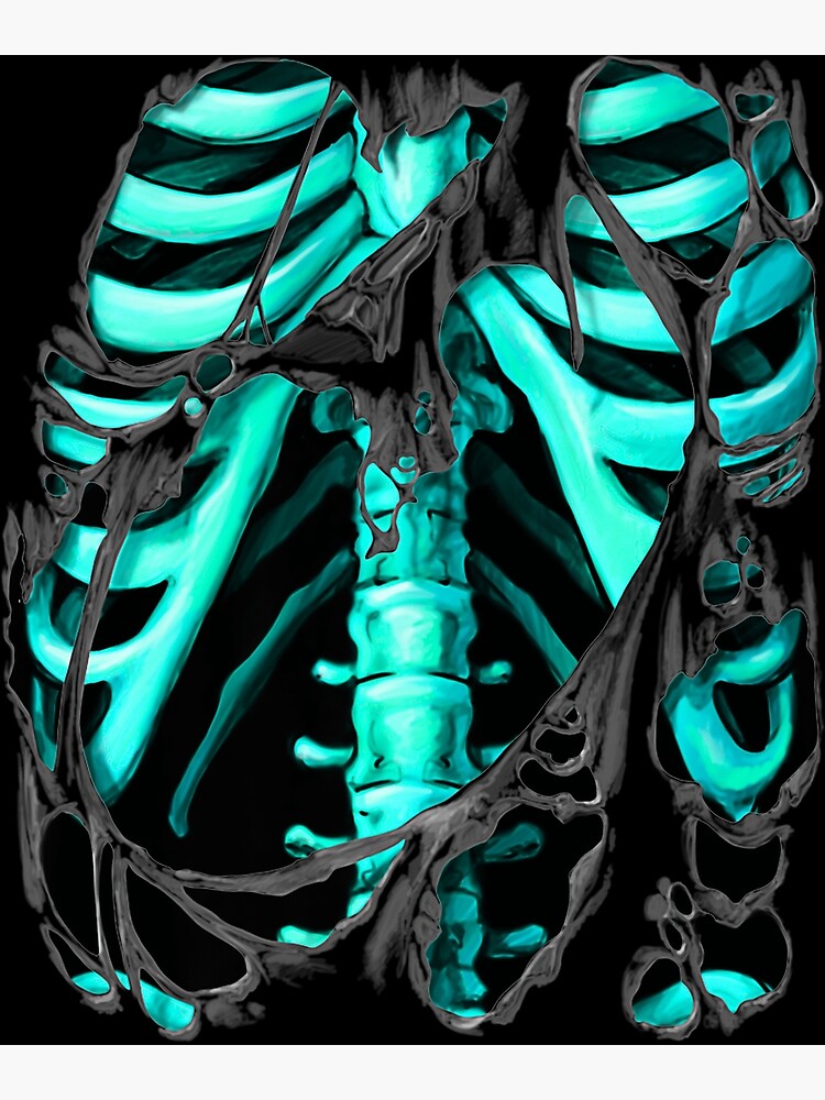 "Blue Rib Cage Faux Ripped Premium" Poster by Boomerangboiled | Redbubble