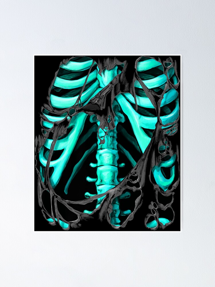 "Blue Rib Cage Faux Ripped Premium" Poster by Boomerangboiled | Redbubble