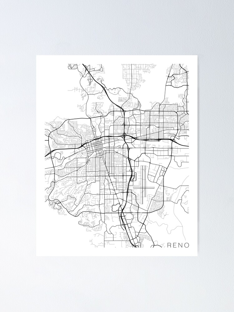 "Reno Map, USA - Black and White" Poster for Sale by MainStreetMaps ...