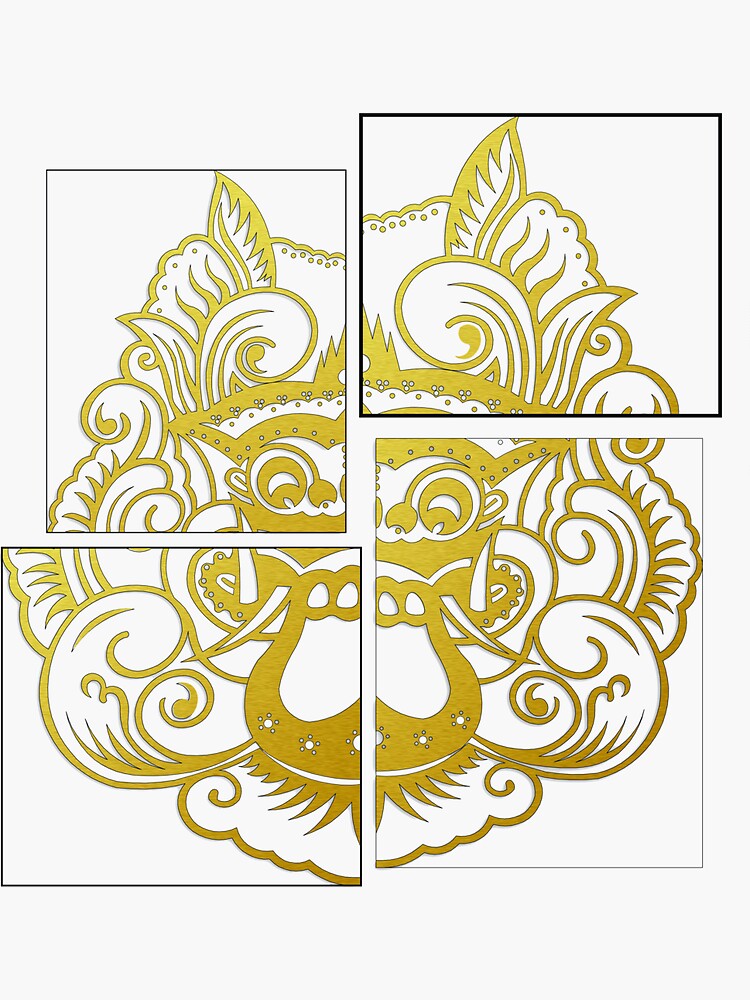 "#3 BARONG BALINESE GOLD" Sticker for Sale by diGambariN | Redbubble
