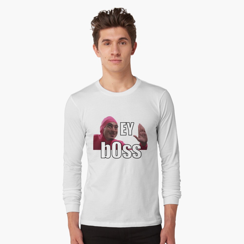 "Pink Guy Ey b0ss" Sticker for Sale by ReallyBadShirts | Redbubble