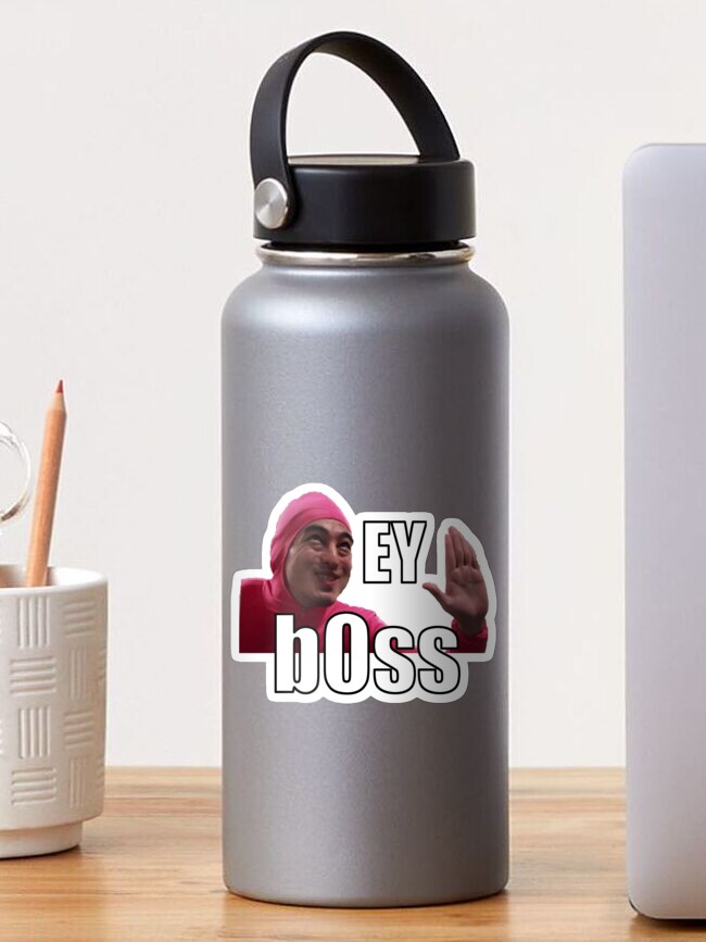 "Pink Guy Ey b0ss" Sticker for Sale by ReallyBadShirts | Redbubble