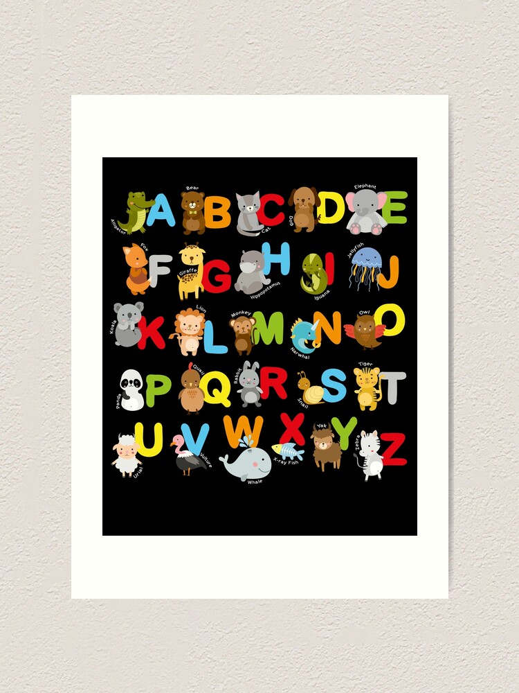 "Alphabet Animal Learning ABC Cute Kids Educational Urial" Art Print ...