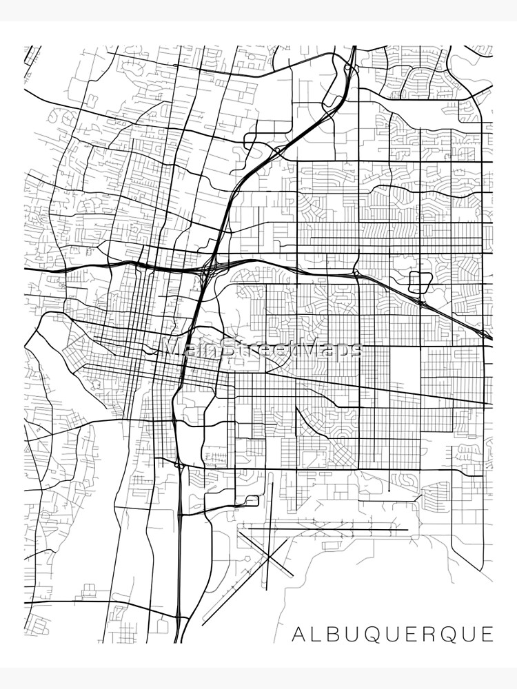"Albuquerque Map, USA - Black and White" Photographic Print for Sale by ...