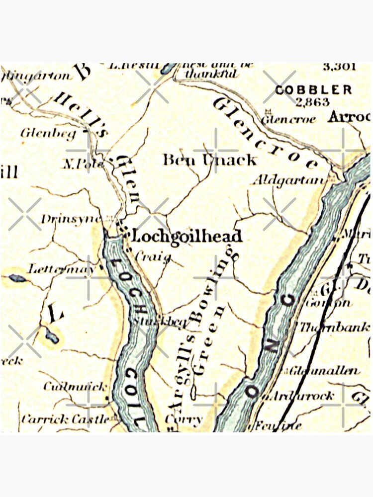 "LOCHGOILHEAD & surrounding area map 1898" Art Board Print for Sale by ...