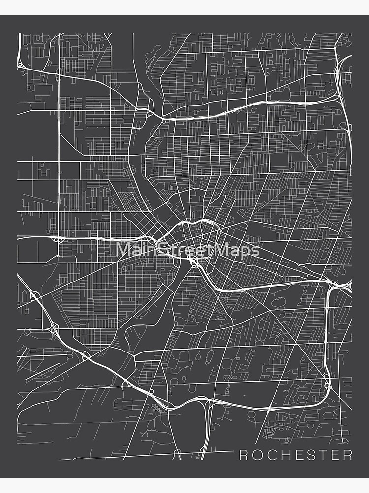 "Rochester Map, USA - Gray" Poster for Sale by MainStreetMaps | Redbubble