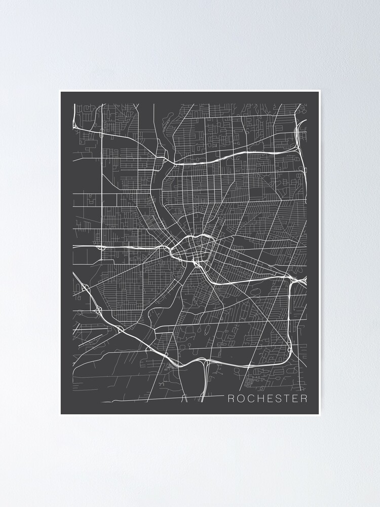 "Rochester Map, USA - Gray" Poster for Sale by MainStreetMaps | Redbubble