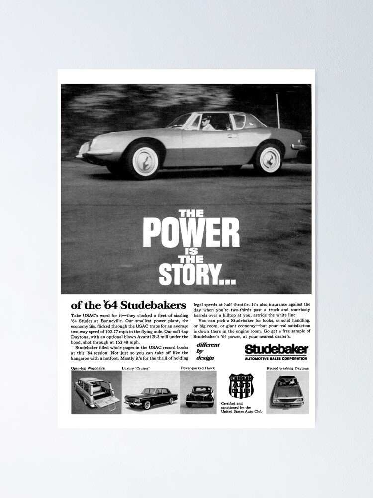 "STUDEBAKER AVANTI - ADVERT" Poster for Sale by ThrowbackM3 | Redbubble