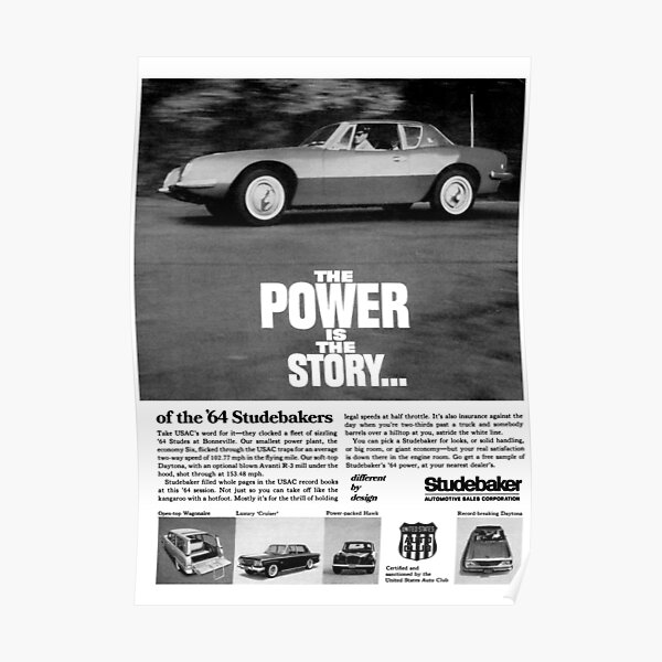 "STUDEBAKER AVANTI - ADVERT" Poster for Sale by ThrowbackM3 | Redbubble