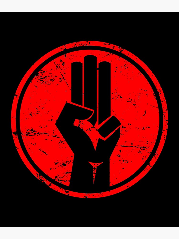 "Powerful Raised fist 3 Fingers Salute distressed Design - Protest ...