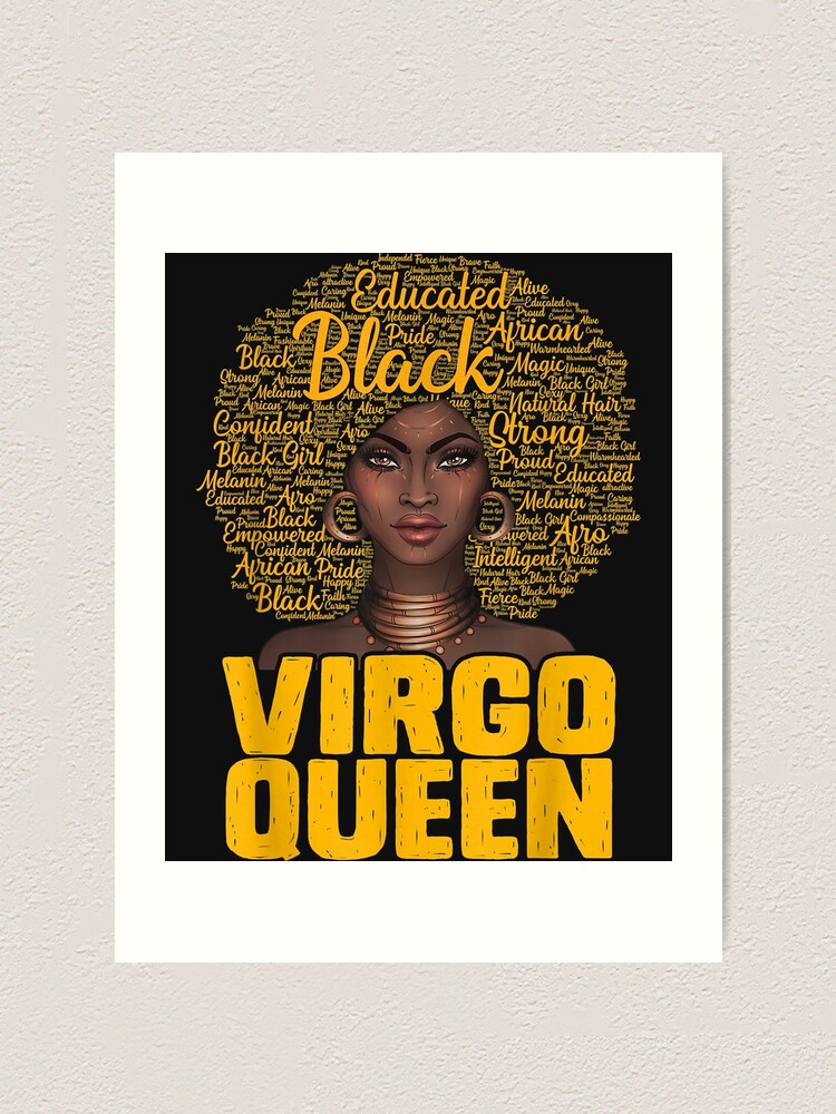 "Virgo Queen Black Woman Afro Natural Hair African American" Art Print ...