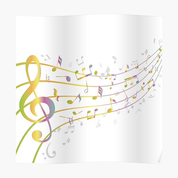 "Musical notes on stave with color" Poster for Sale by GekoDesign4U ...