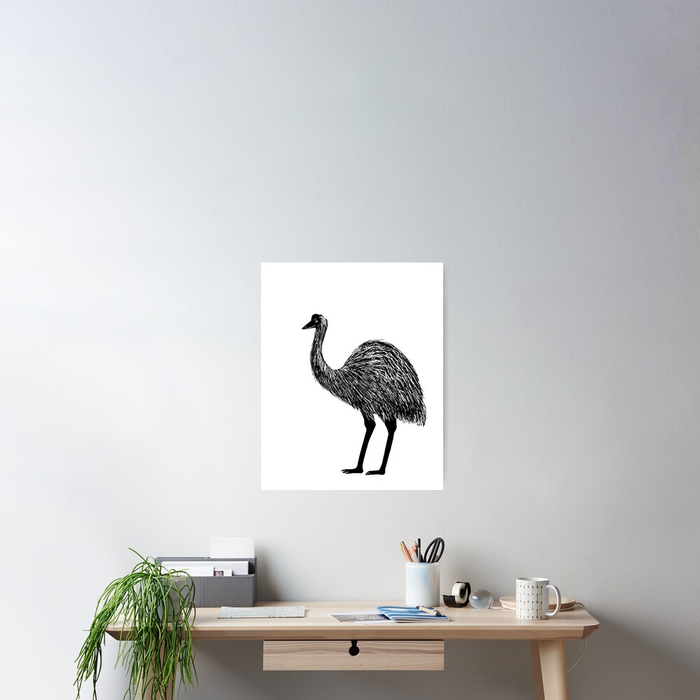 "Australischer Emu, Wildlife Schwarz-Weiß-minimalistischer moderner ...
