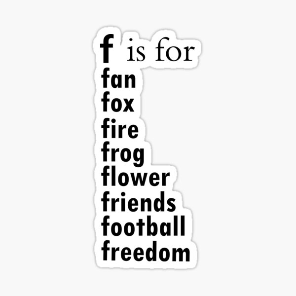 "The f is for fan: Alphabet a-z Words - Alphabet Words" Sticker for ...