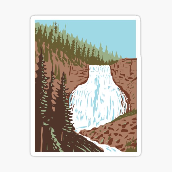 "Rustic Falls In Yellowstone National Park" Sticker for Sale by Ermland ...