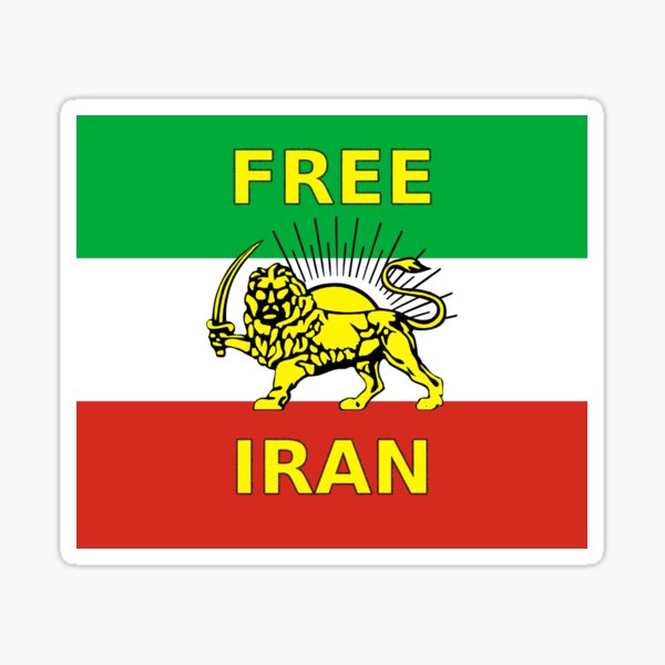 "Free Iran Slogan over Iran Flag of the Freedom Resistance" Sticker for ...