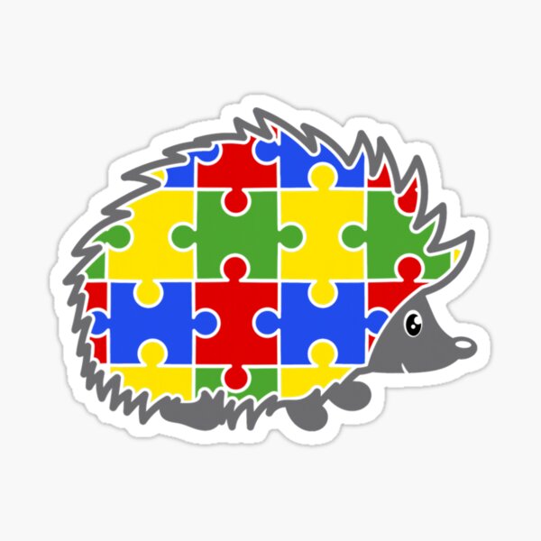 "Autism Awareness Cute Hedgehog Puzzle Pieces" Sticker for Sale by ...