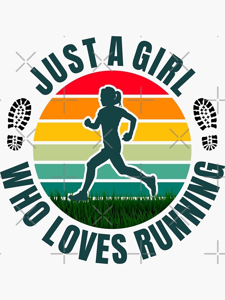 "Just a girl who loves Running" Sticker for Sale by VrajStudio | Redbubble