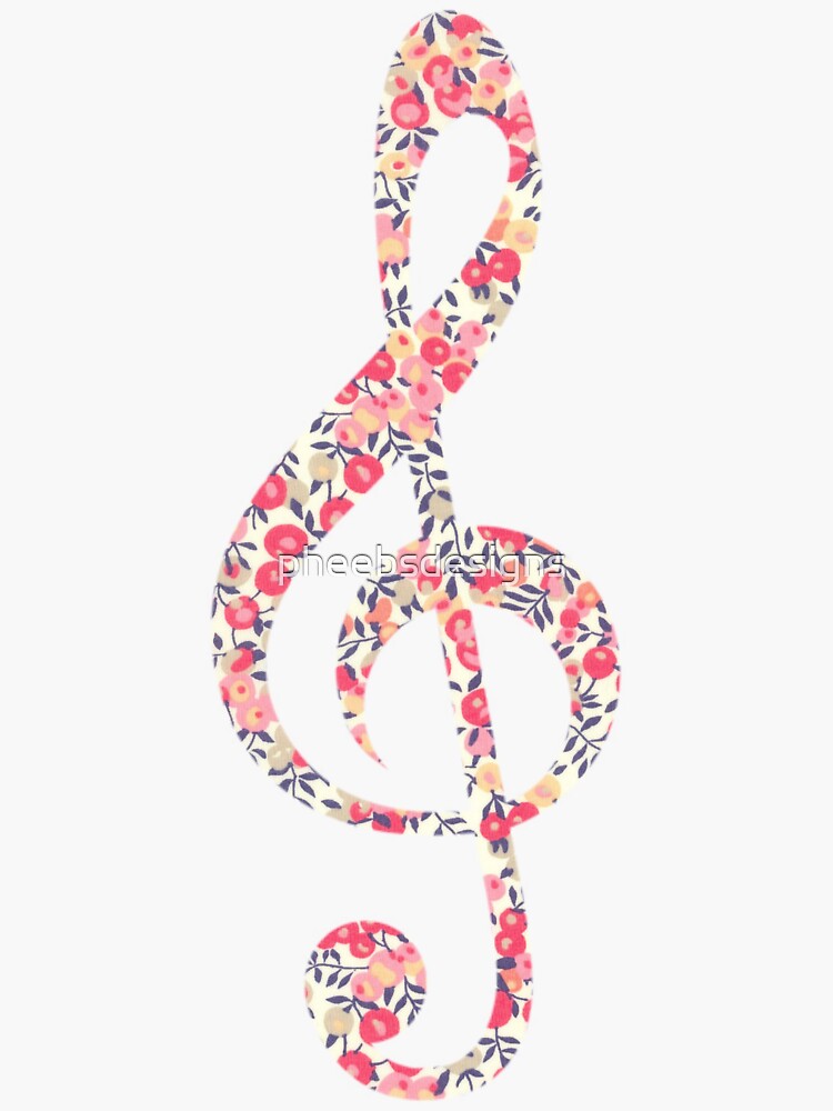 "pink flower floral pattern aesthetic treble clef" Sticker for Sale by ...
