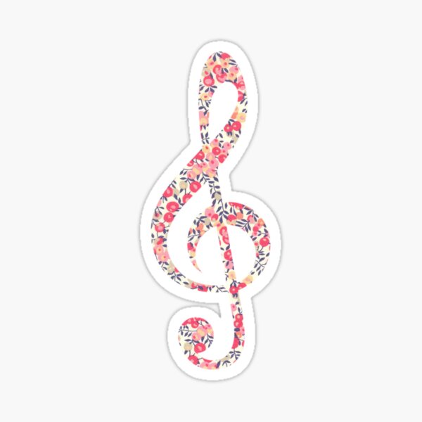 "pink flower floral pattern aesthetic treble clef" Sticker for Sale by ...