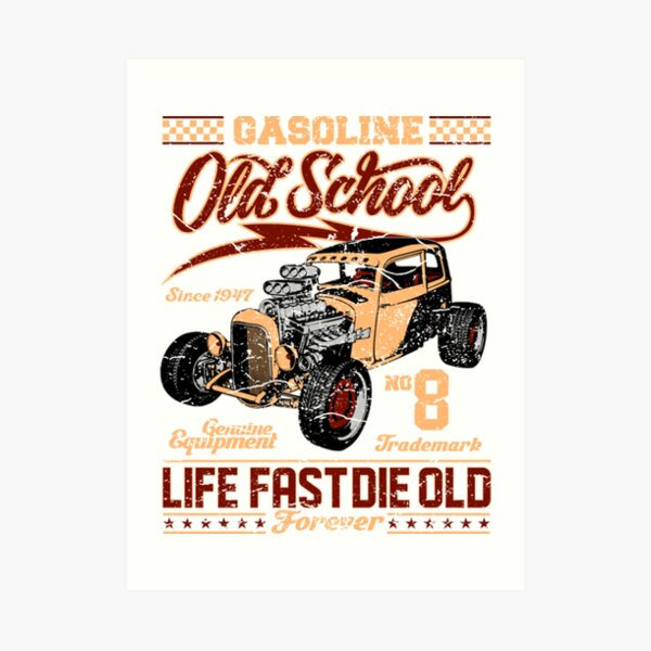"Hot Rod Old School Rockabilly Hot Rod" Art Print by HarryWink | Redbubble