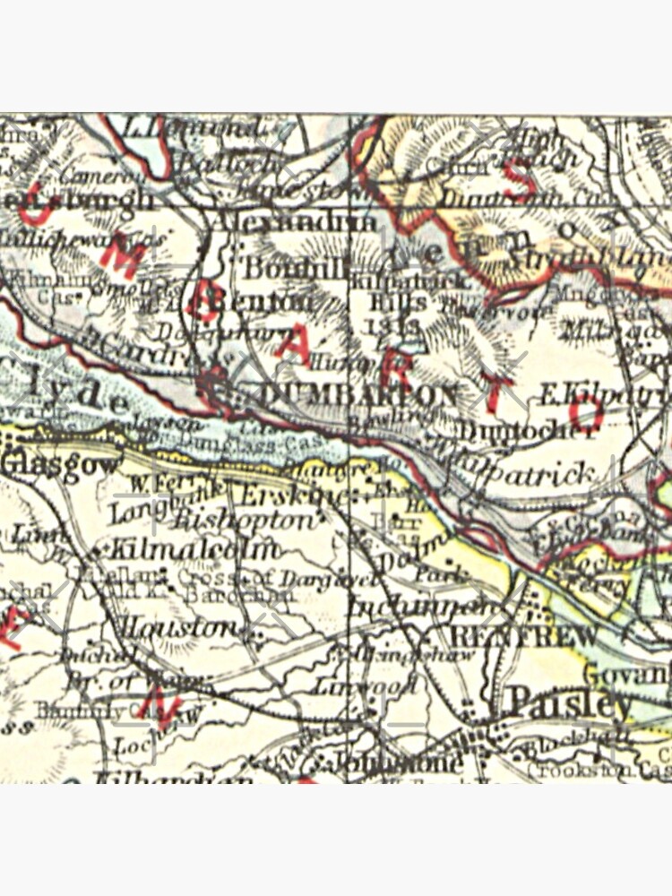 "DUMBARTON & surrounding area map 1899" Framed Art Print for Sale by ...