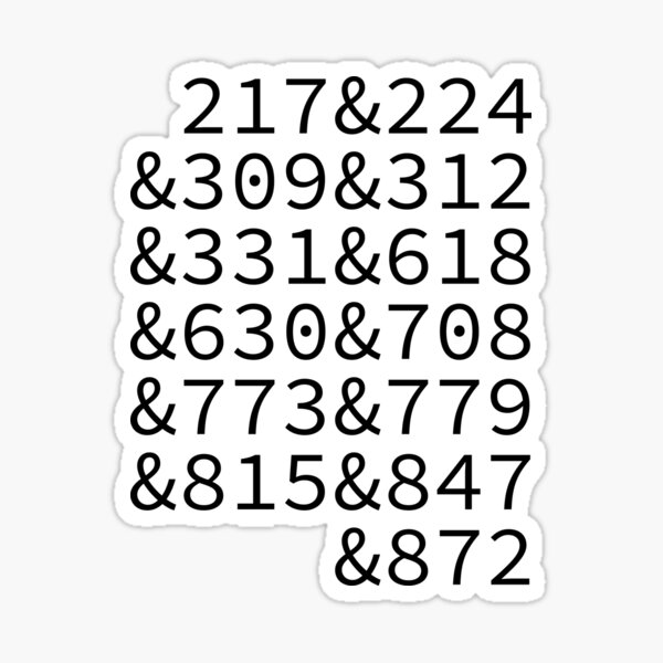 "Illinois Area Codes" Sticker by Pizza-Party-Sup | Redbubble