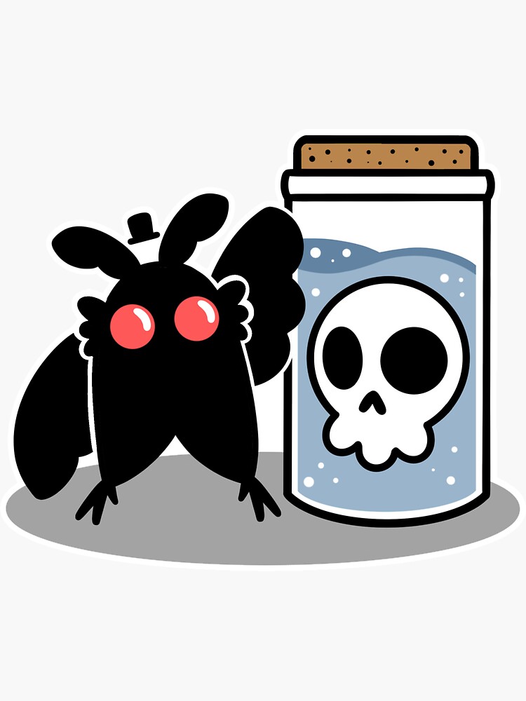 "Mothman & Skull" Sticker for Sale by NoodleSoupBoy | Redbubble