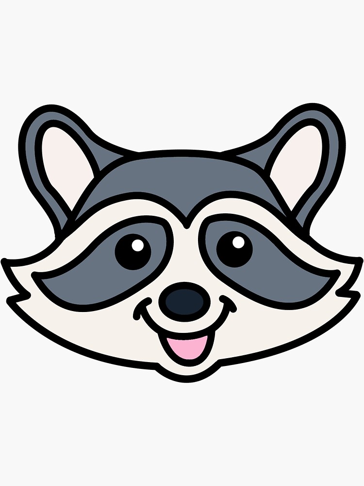 Pegatina «Cabeza de mapache dibujo de dibujos animados lindo feliz ...