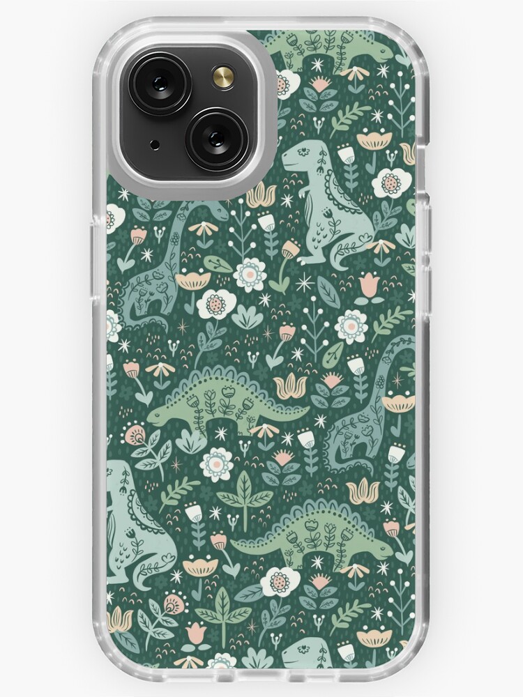 "Folk Floral Dinosaur" iPhone Case for Sale by latheandquill | Redbubble